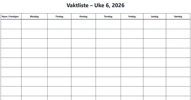 Tom ukeplan og ukekalender til utskrift (PDF & gratis maler)